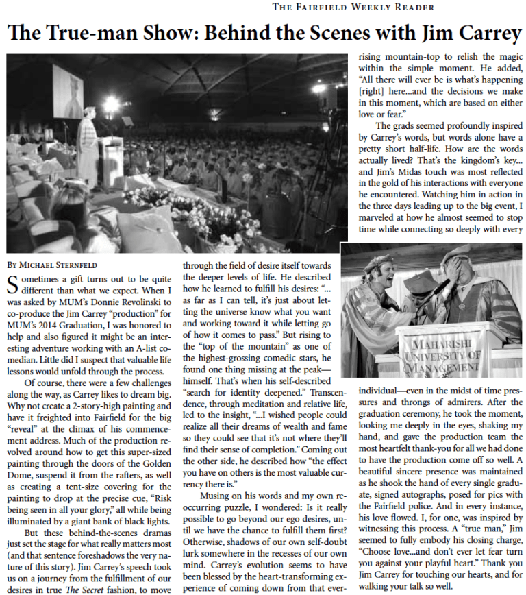 Some Reports on @JimCarrey’s Commencement Speech at MUM @MaharishiU # ...